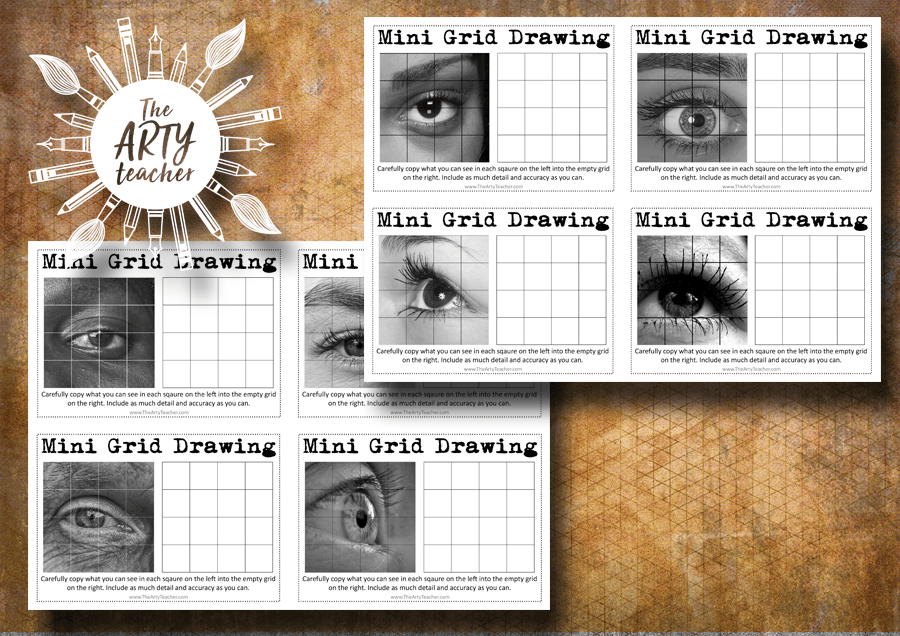 Art Extension Task - 8 Mini Grid Drawings of Eyes - The Arty Teacher