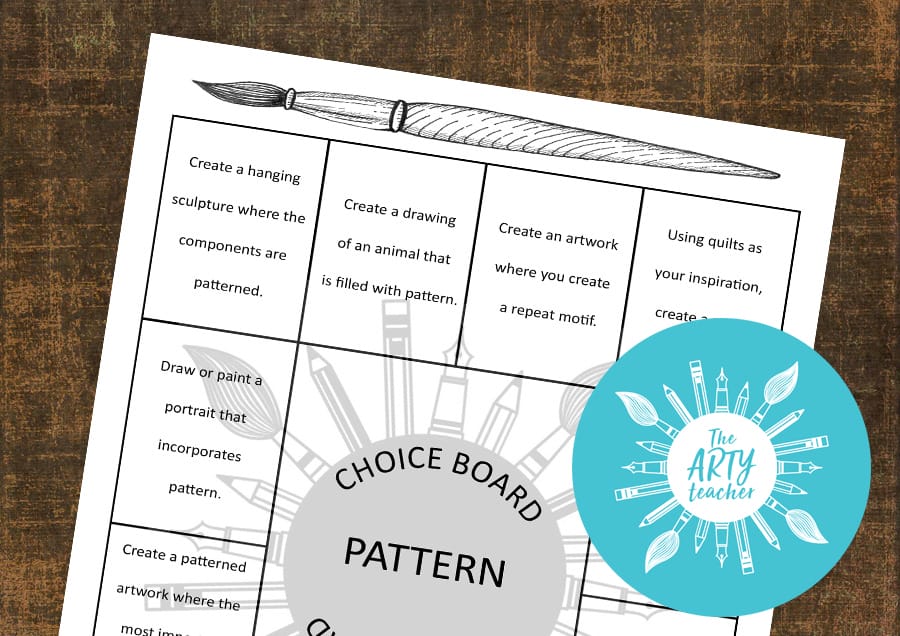 Choice Board for Pattern - Art Lesson - The Arty Teacher