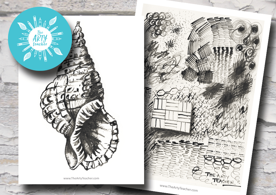 Stick and Ink Drawing - Shells - Art Lesson - The Arty Teacher