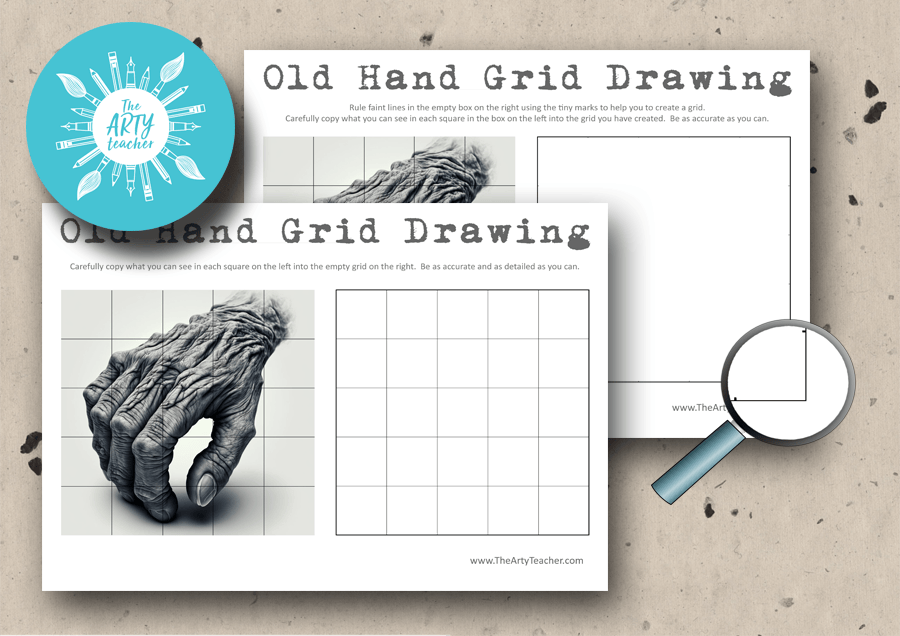 Old Hand Grid Drawing - The Arty Teacher