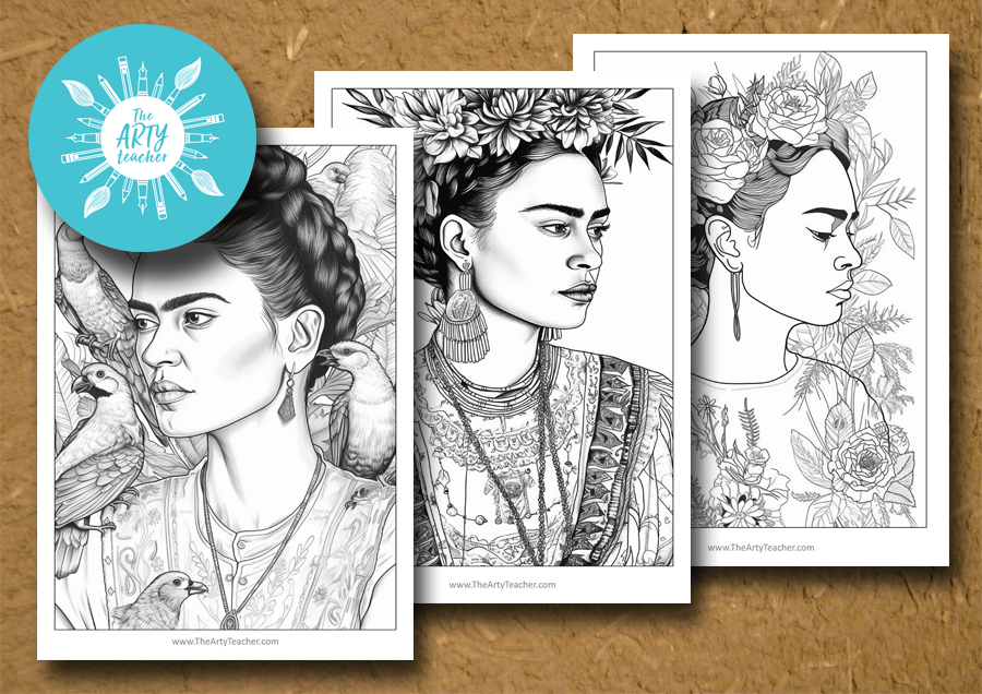Frida Kahlo Colouring Pages - The Arty Teacher
