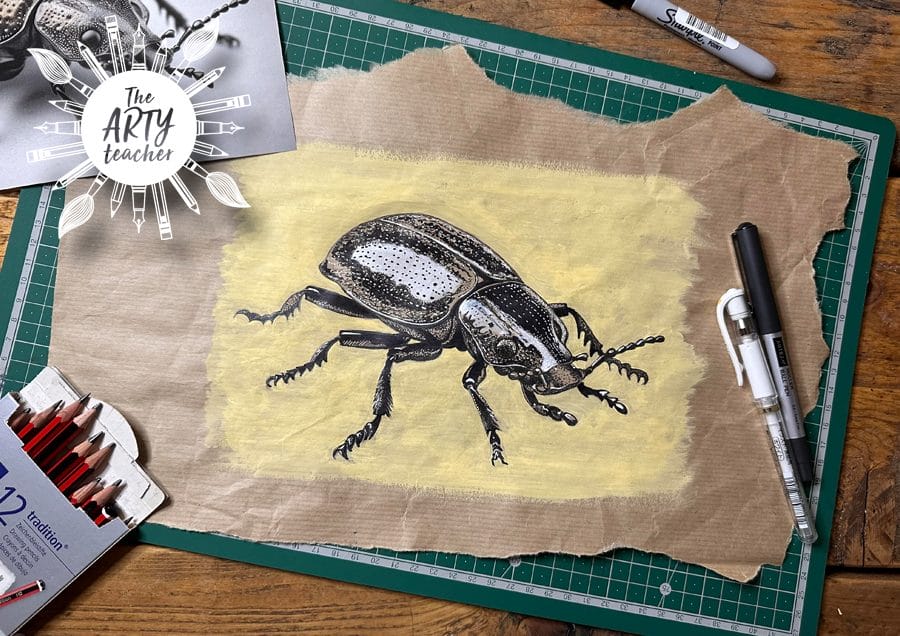 Mixed Media Beetle Artwork - The Arty Teacher