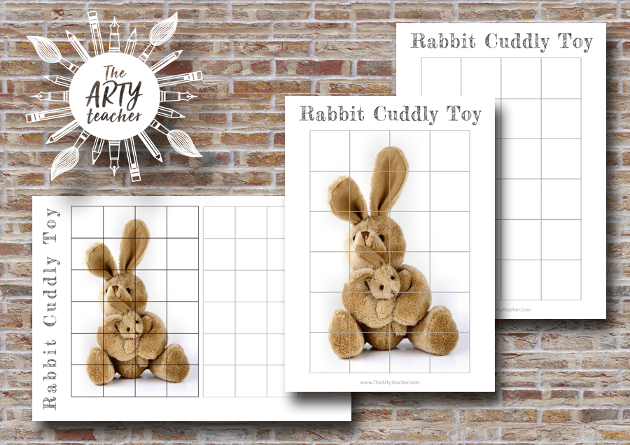 Rabbit Cuddly Toy Grid Drawing - The Arty Teacher